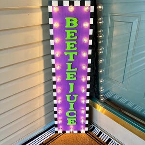 Beetle Juice Halloween Sign, Welcome Door Decor, Spooky Porch Leaner ...