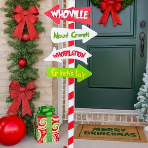 Merry Grinchmas Directional Sign. Candy Cane Christmas Post. Holiday ...