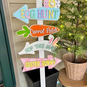 Easter Directional Sign, Happy Easter Front Door Decor, Welcome Porch ...