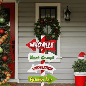 Merry Grinchmas Directional Sign. Candy Cane Christmas Post. Holiday ...