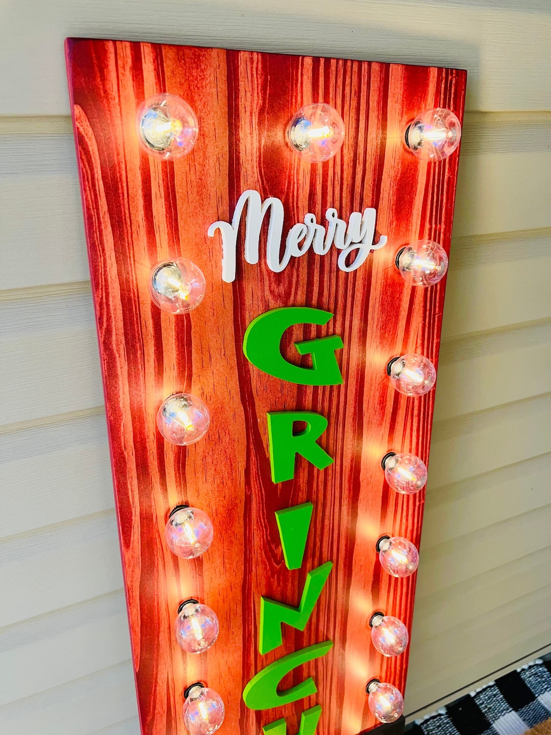 Merry Grinchmas Christmas Sign, Welcome Door Decor, Holiday Porch ...