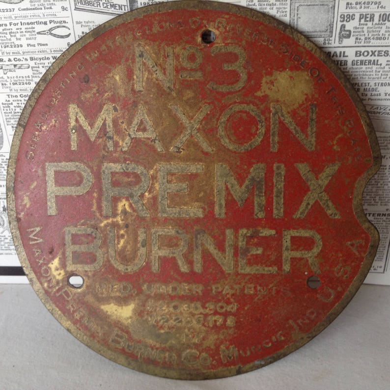 Vintage Maxon Premix Burner Sign - Etsy