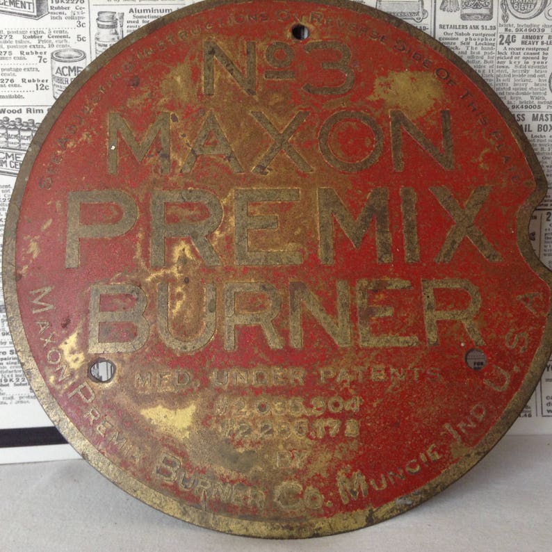 Vintage Maxon Premix Burner Sign - Etsy