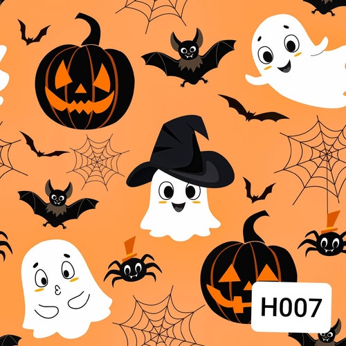 Spooky Cute Halloween Fabric by the Yard. Pumpkins Autumn - Etsy