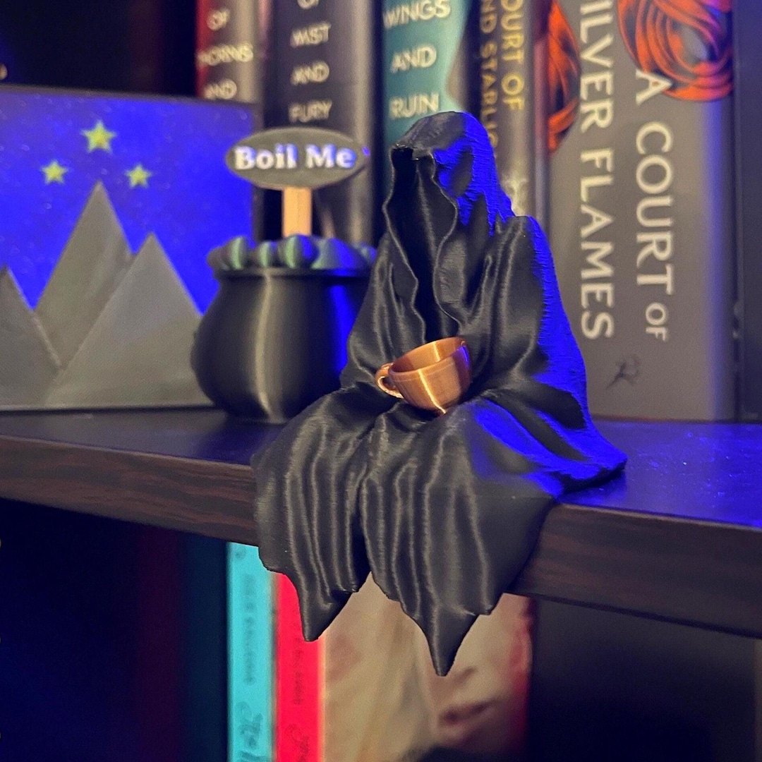 Sitting Ghost Figurine With Tea Cup 3D Print Book Self Decor Bookish ...