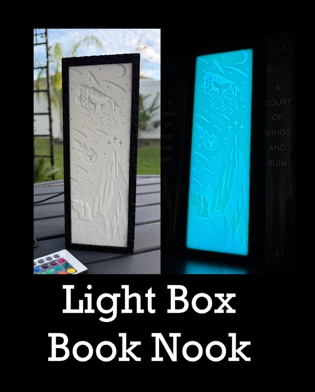 Fantasy Light Box Book Nook Color Changing - 3D Printed Bookshelf Decor ...