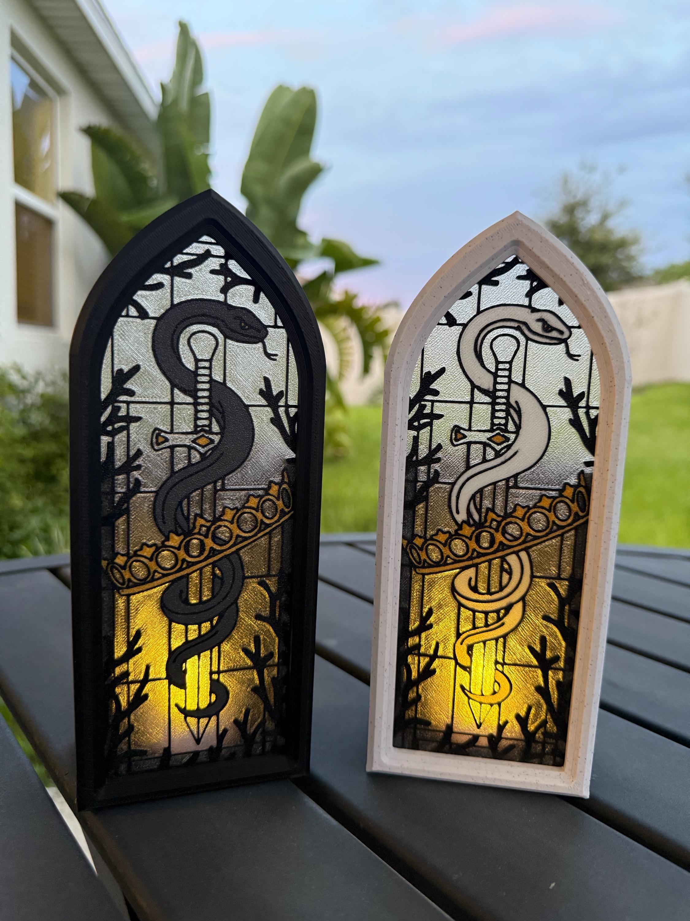 Gothic Window Tealight Book Nook | Snake and Crown | Bookshelf Decor - Etsy