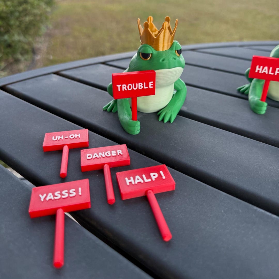 Crowned Frog Bookshelf Decor Interchangeable Signs - Etsy