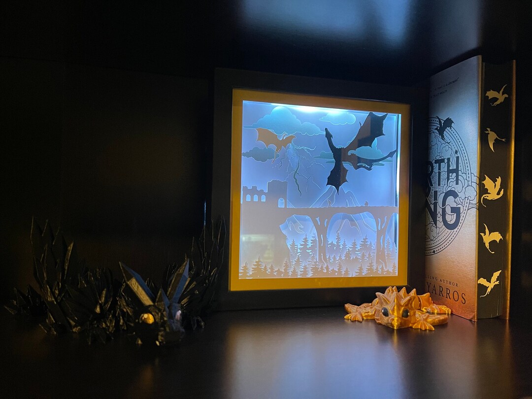 Dragon Lightbox LED Backlit Layered Cardstock Shadowbox Bookshelf Decor ...