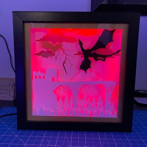 Dragon Lightbox LED Backlit Layered Cardstock Shadowbox Bookshelf Decor ...