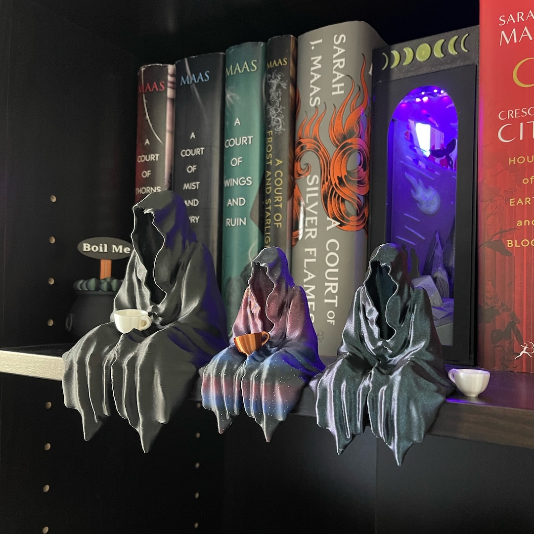 Sitting Ghost Figurine With Tea Cup 3D Print Book Self Decor Bookish ...