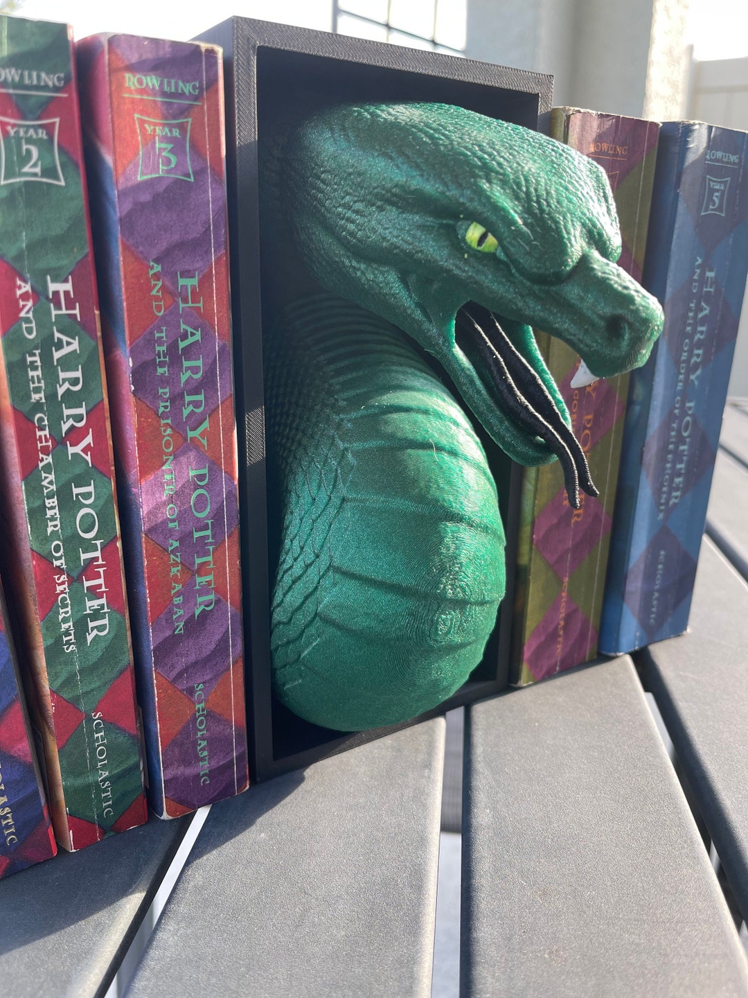 Snake 3D Printed Book Nook Choose Color Fantasy Book Shelf Decor Book ...
