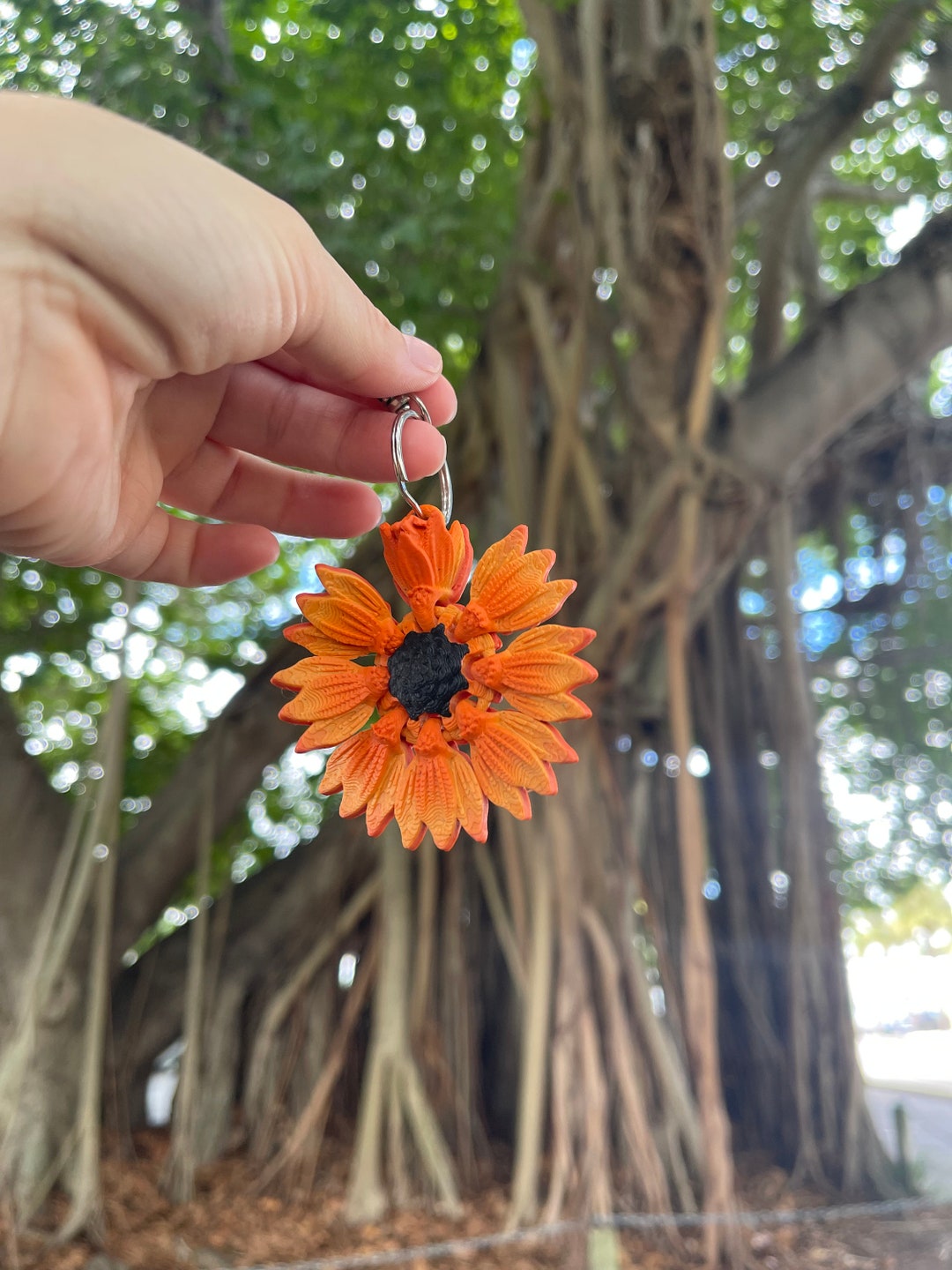 3D Print Sunflower Keychain - Etsy