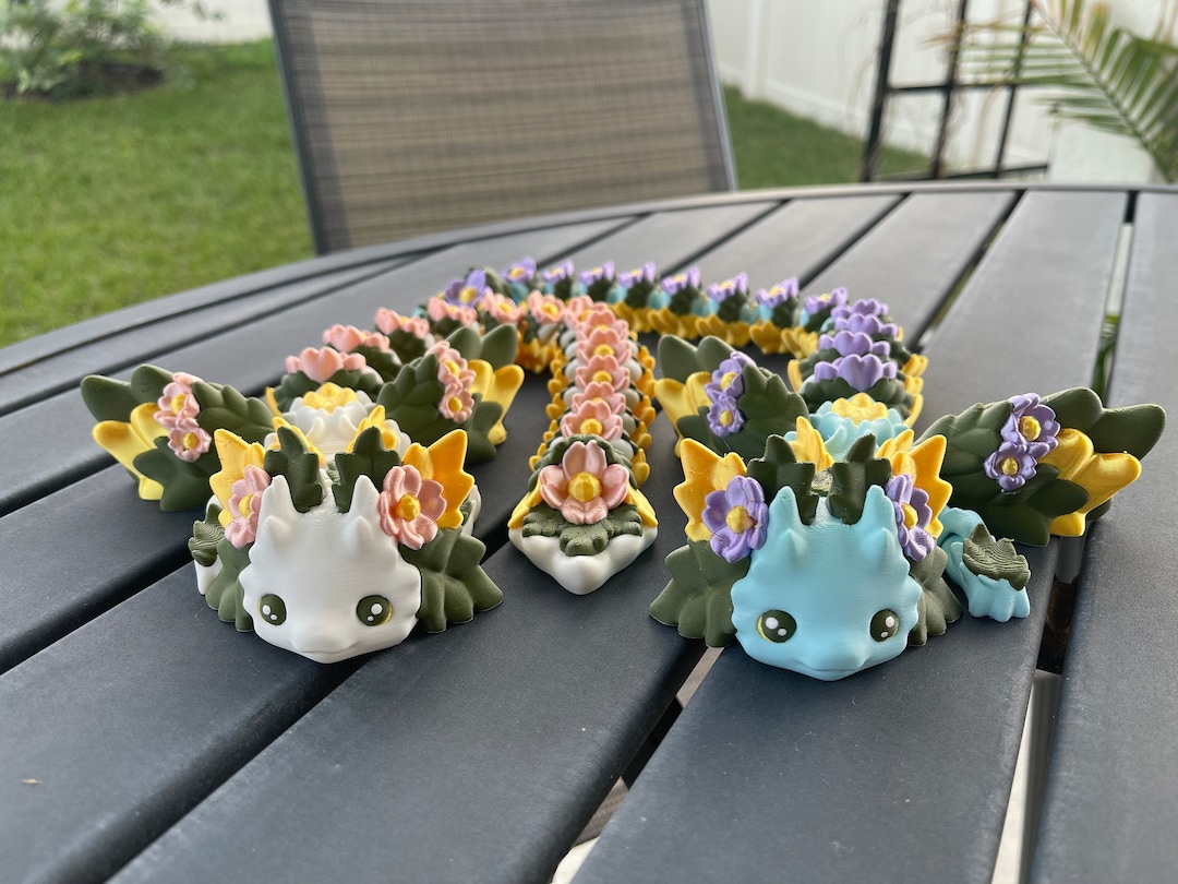 Kosha Axolotl Flower Dragon 3D Print White or Blue or Custom Colors - Etsy