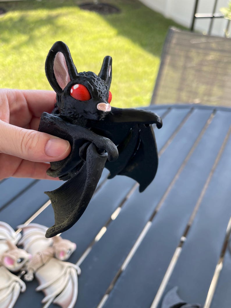 3D Print Articulating Bat Customizable Choose Your Own Color Bookself ...
