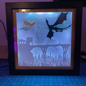 Dragon Lightbox LED Backlit Layered Cardstock Shadowbox Bookshelf Decor ...