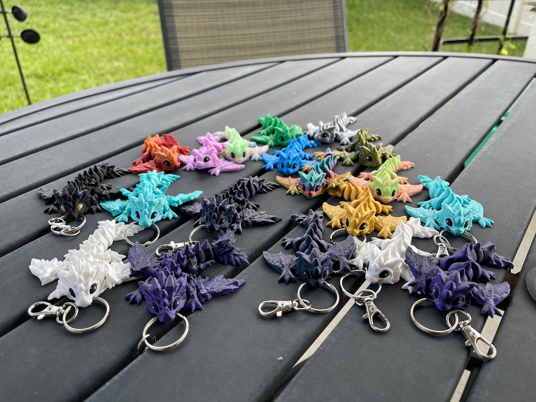 3D Print Dragon Keychain Customizable Pick Your Color and Style Fidget ...