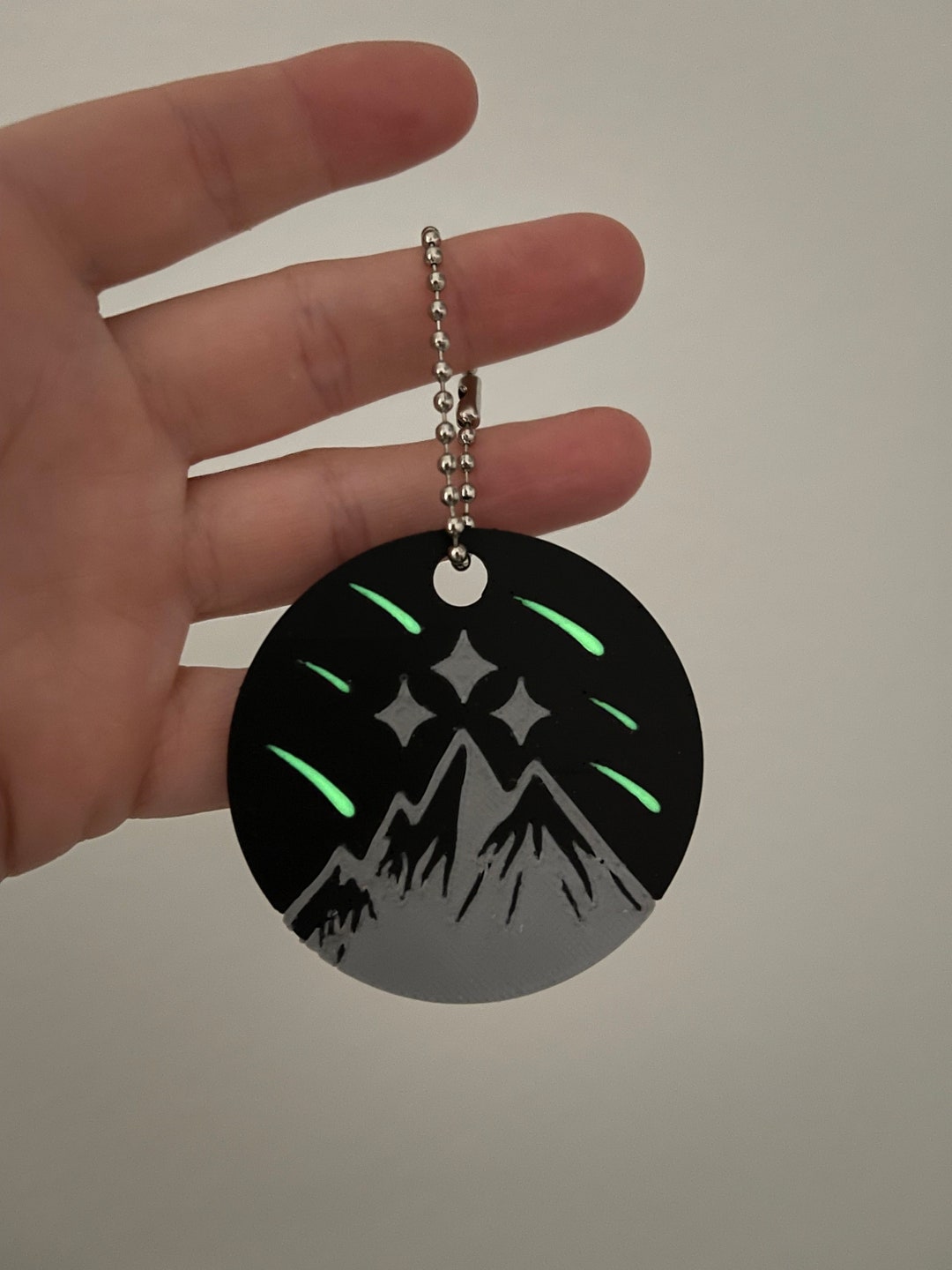 Shooting Star With Mountain Keychains - Glow in the Dark - Etsy
