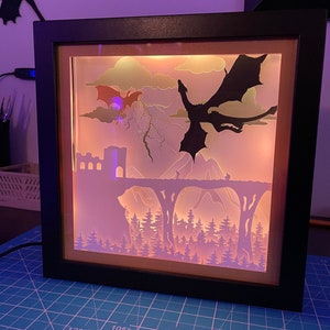 Dragon Lightbox LED Backlit Layered Cardstock Shadowbox Bookshelf Decor ...