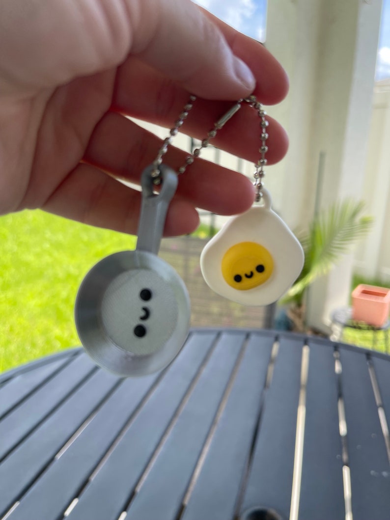 Cute Egg and Pan Keychain Set - 3d Print Best Friends - Etsy