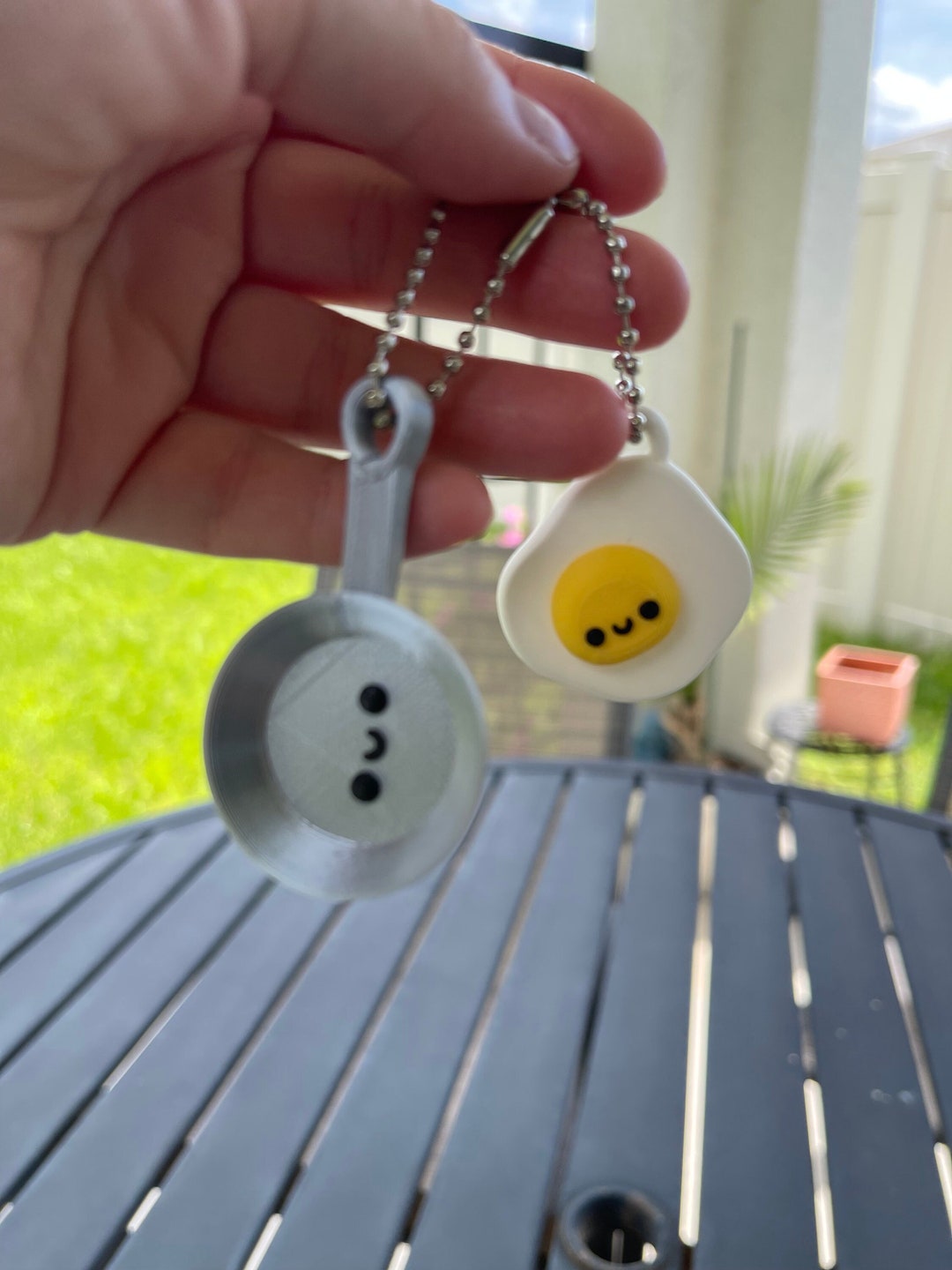 Cute Egg and Pan Keychain Set - 3d Print Best Friends - Etsy
