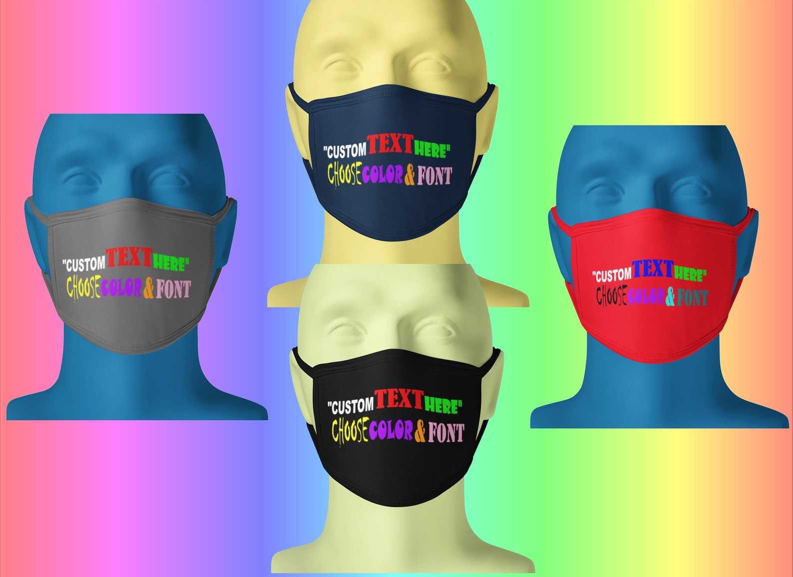 Custom Text Face Mask Custom Logo Face Mask Washable Face - Etsy