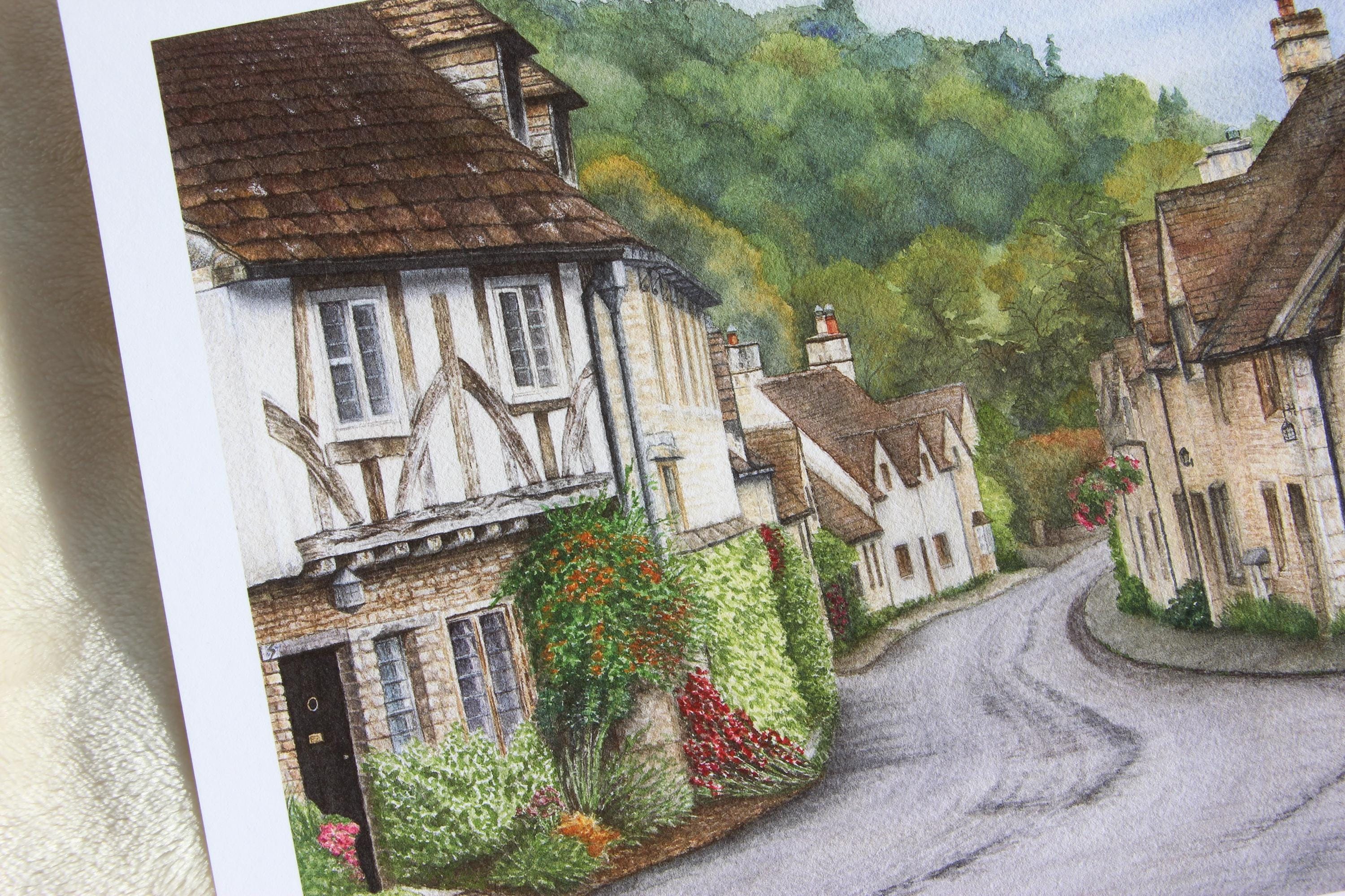 Cotswolds Watercolour Art Print, England Watercolour Art Print, England ...