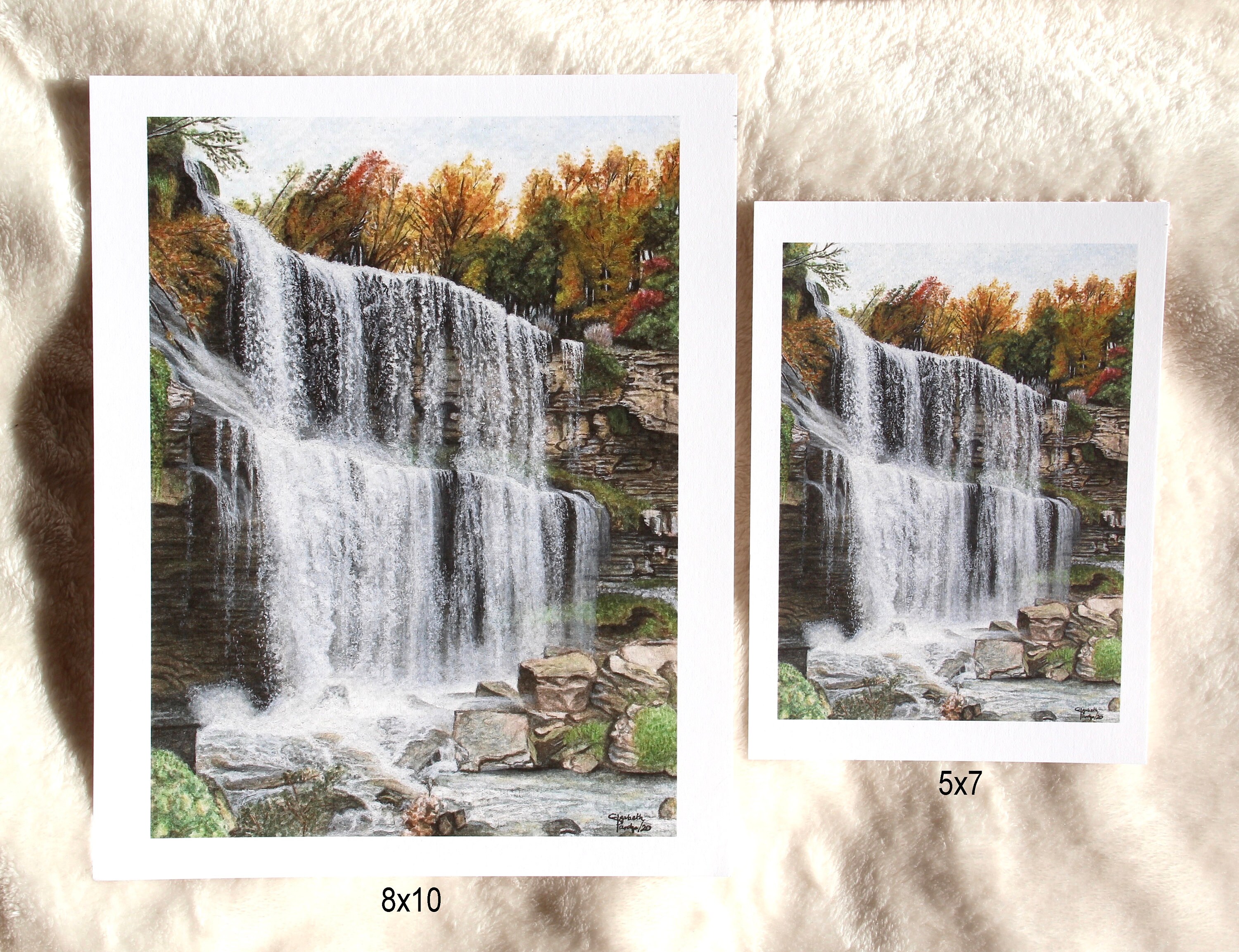 Waterfall Art Print Nature Art Print Landscape Watercolour - Etsy