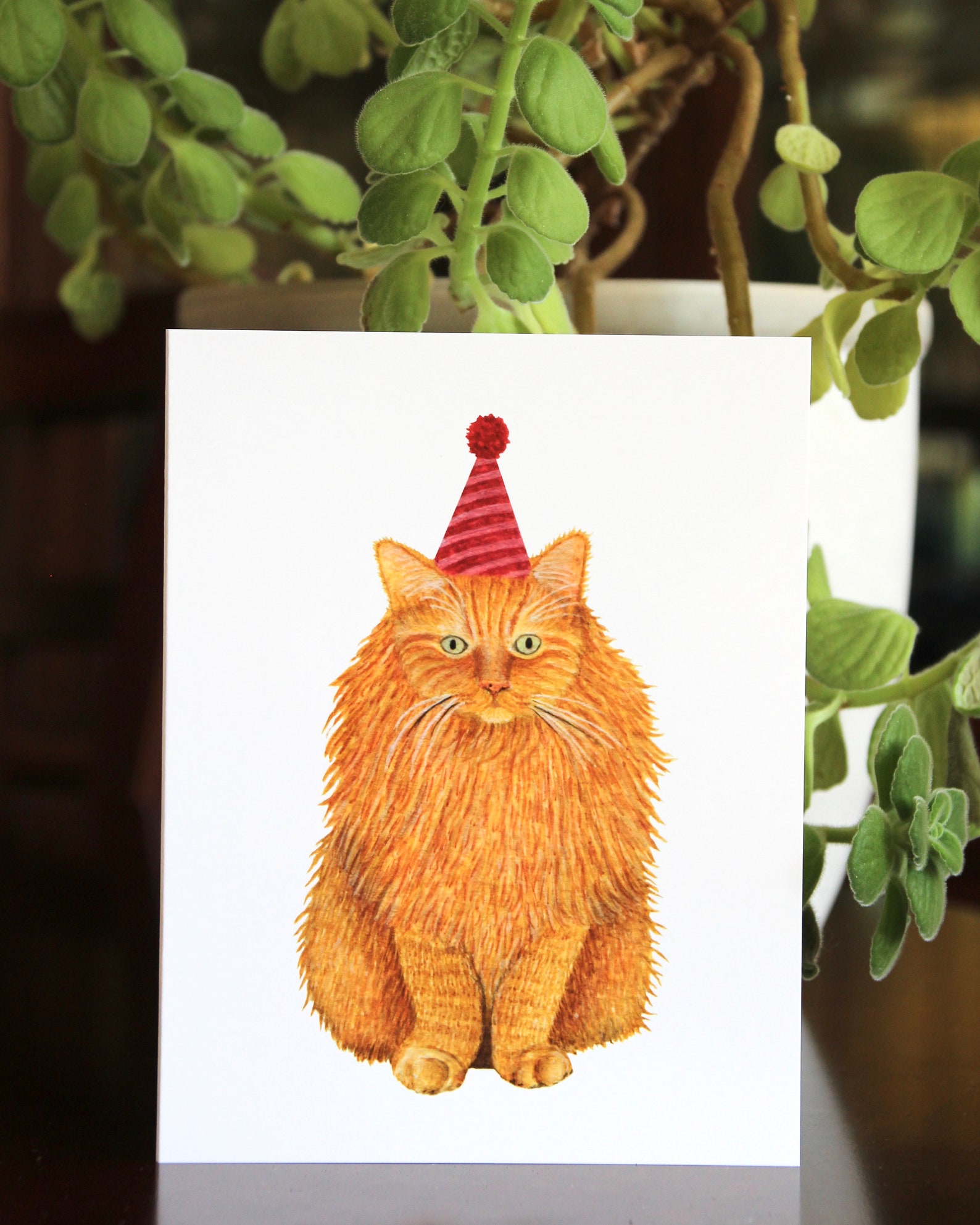 Ginger Cat Birthday Watercolour Greeting Card Hand-Painted | Etsy