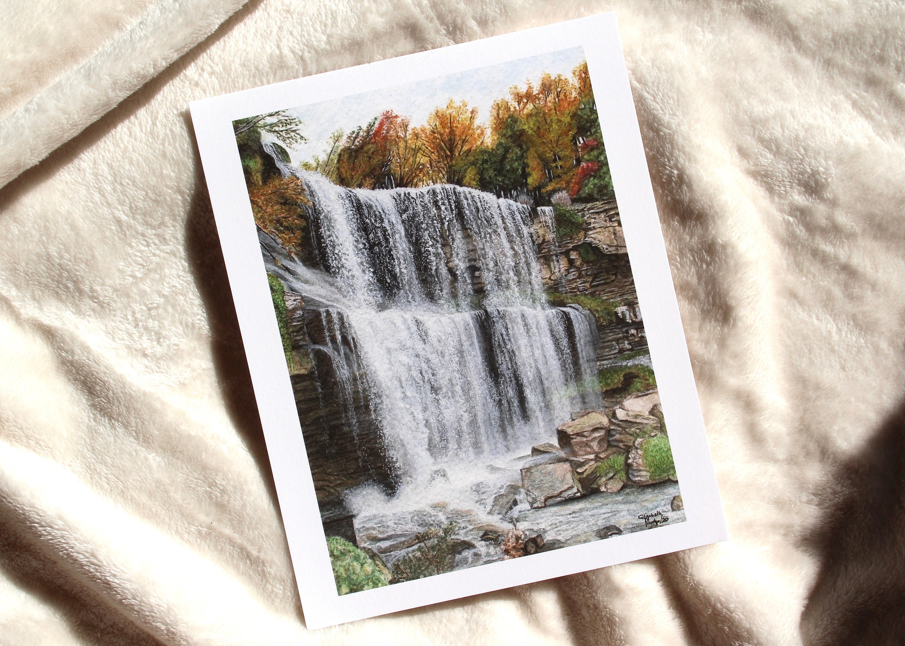 Waterfall Art Print Nature Art Print Landscape Watercolour - Etsy