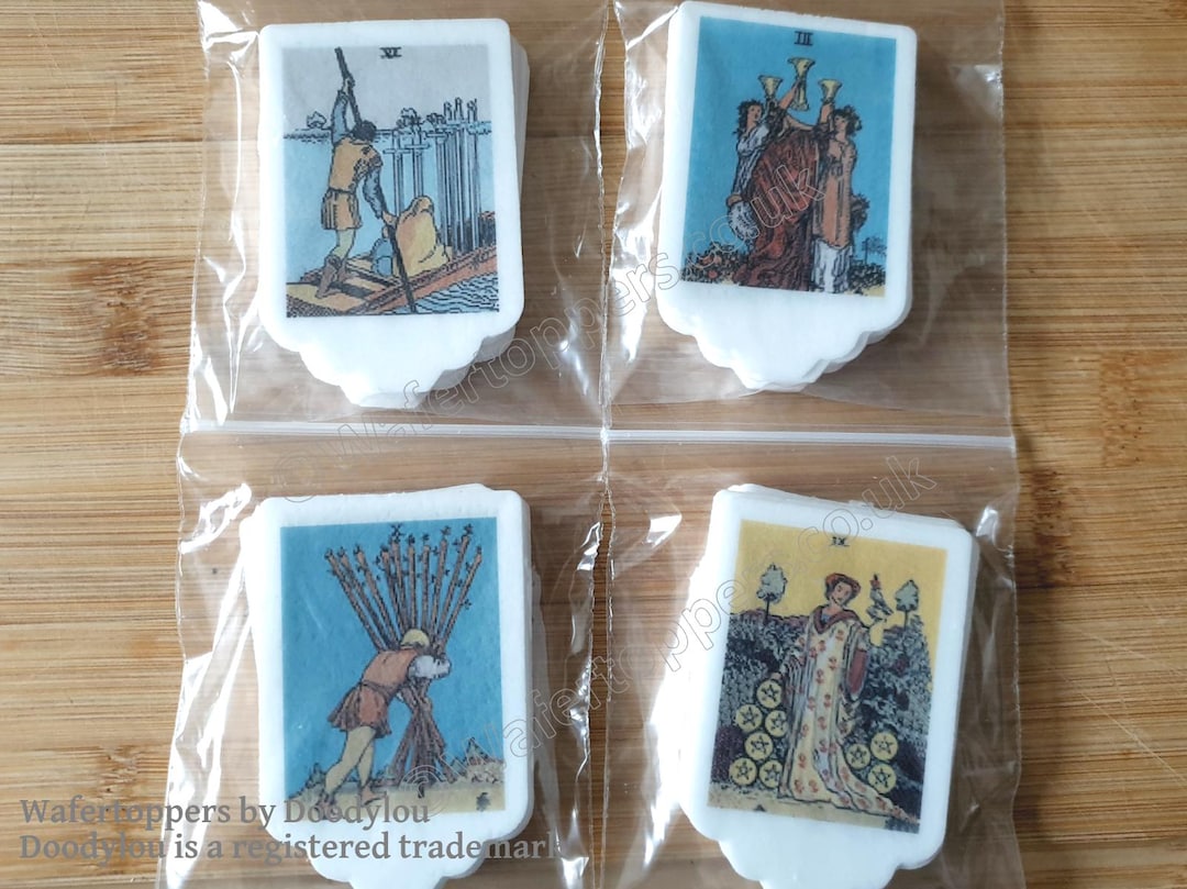 16 Edible Vintage Style Tarot Card Cupcake Toppers Wafer Tarot Cups ...
