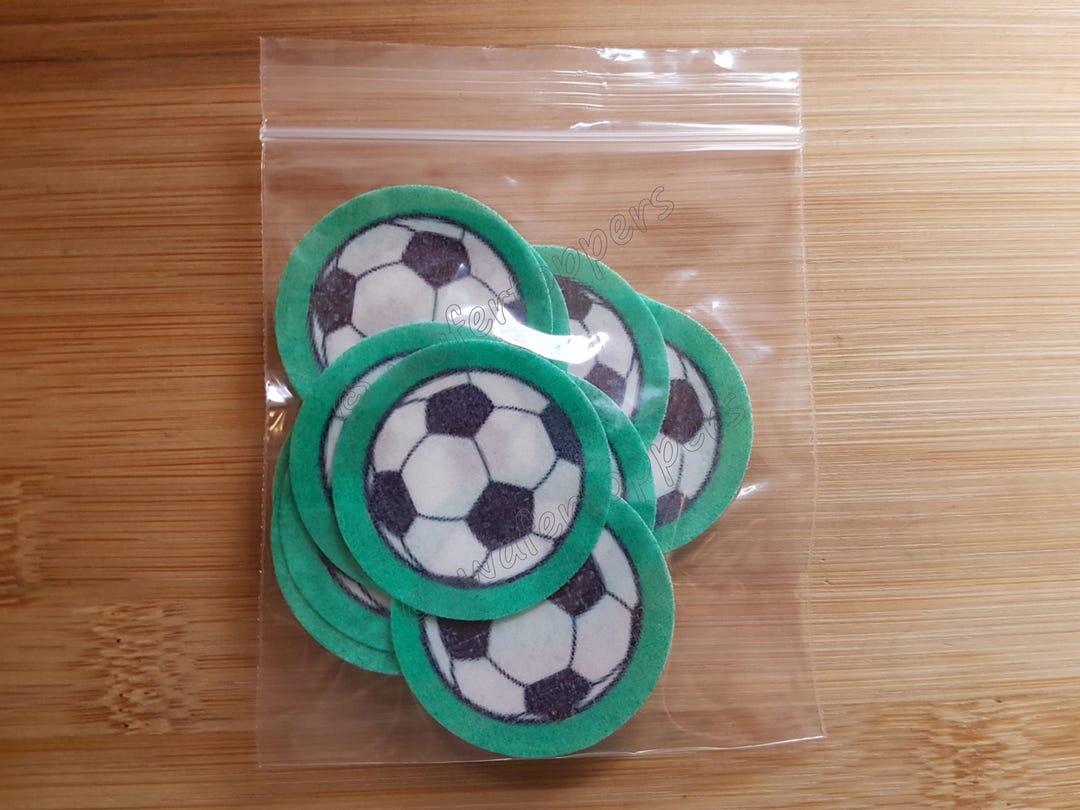 24 Edible Football Cupcake Toppers Green and Black Sport Footballs Cake ...