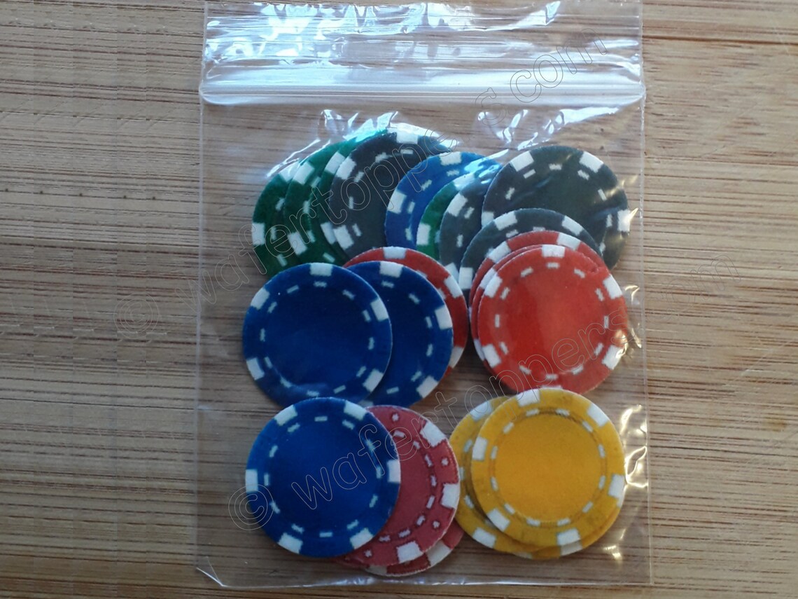 24 Edible Poker Chip Casino Tokens Wafer Cupcake Toppers - Etsy