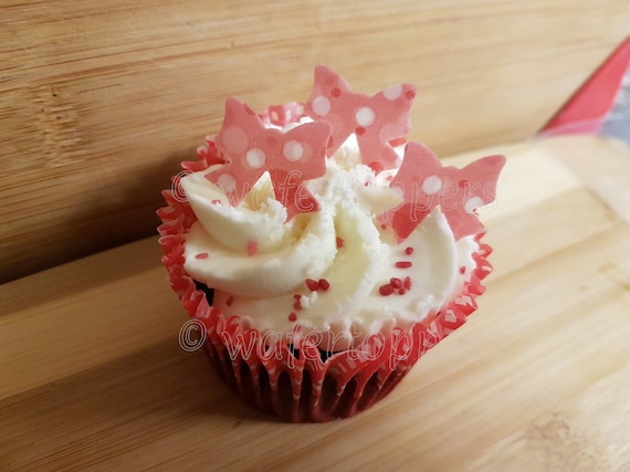 36 Edible Spotty Wafer Bows Cupcake Toppers Cake Decorations - Etsy