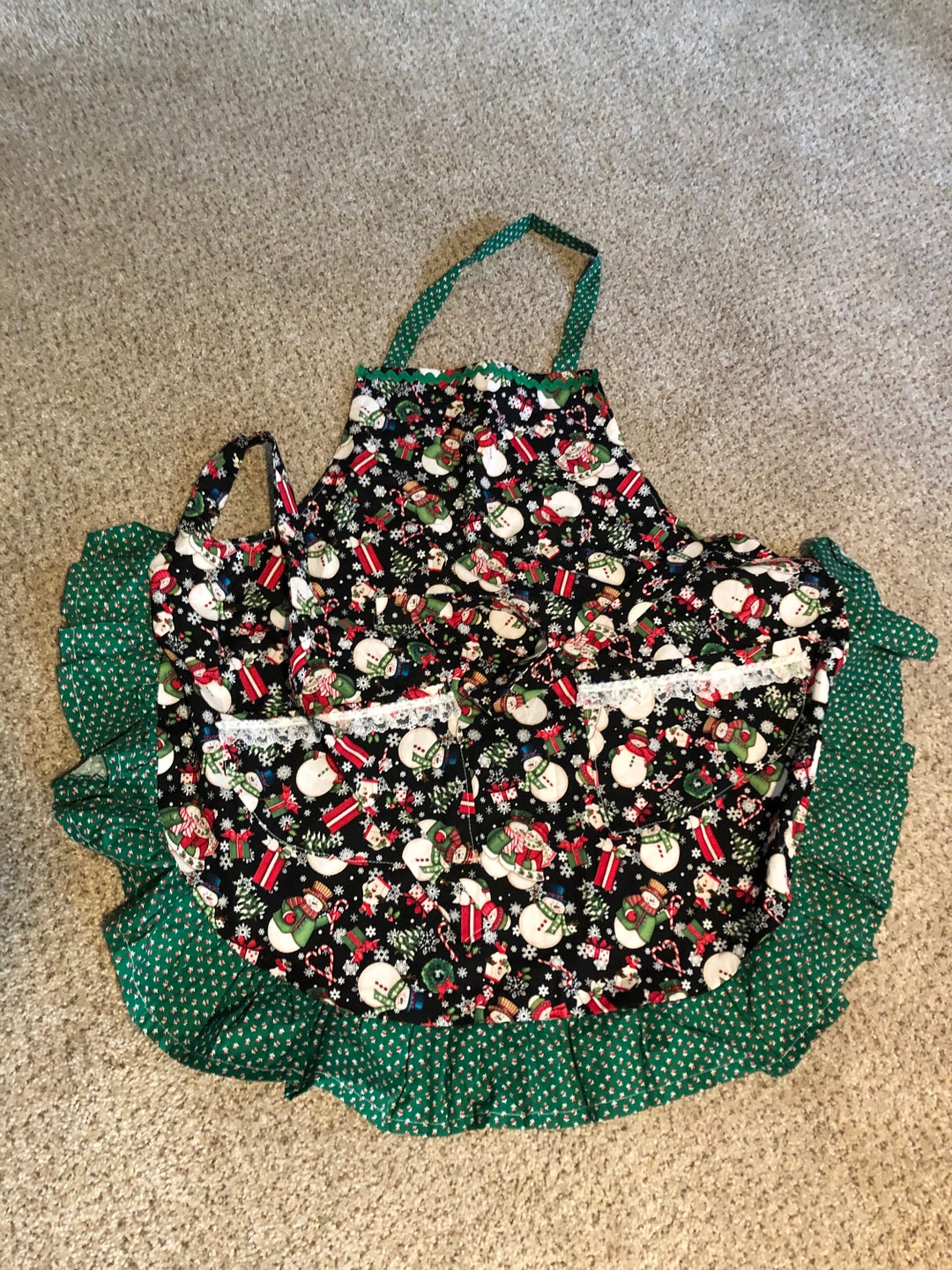 Apron, Holiday Apron, Ruffled Apron, Snowmen, Full Apron, - Etsy
