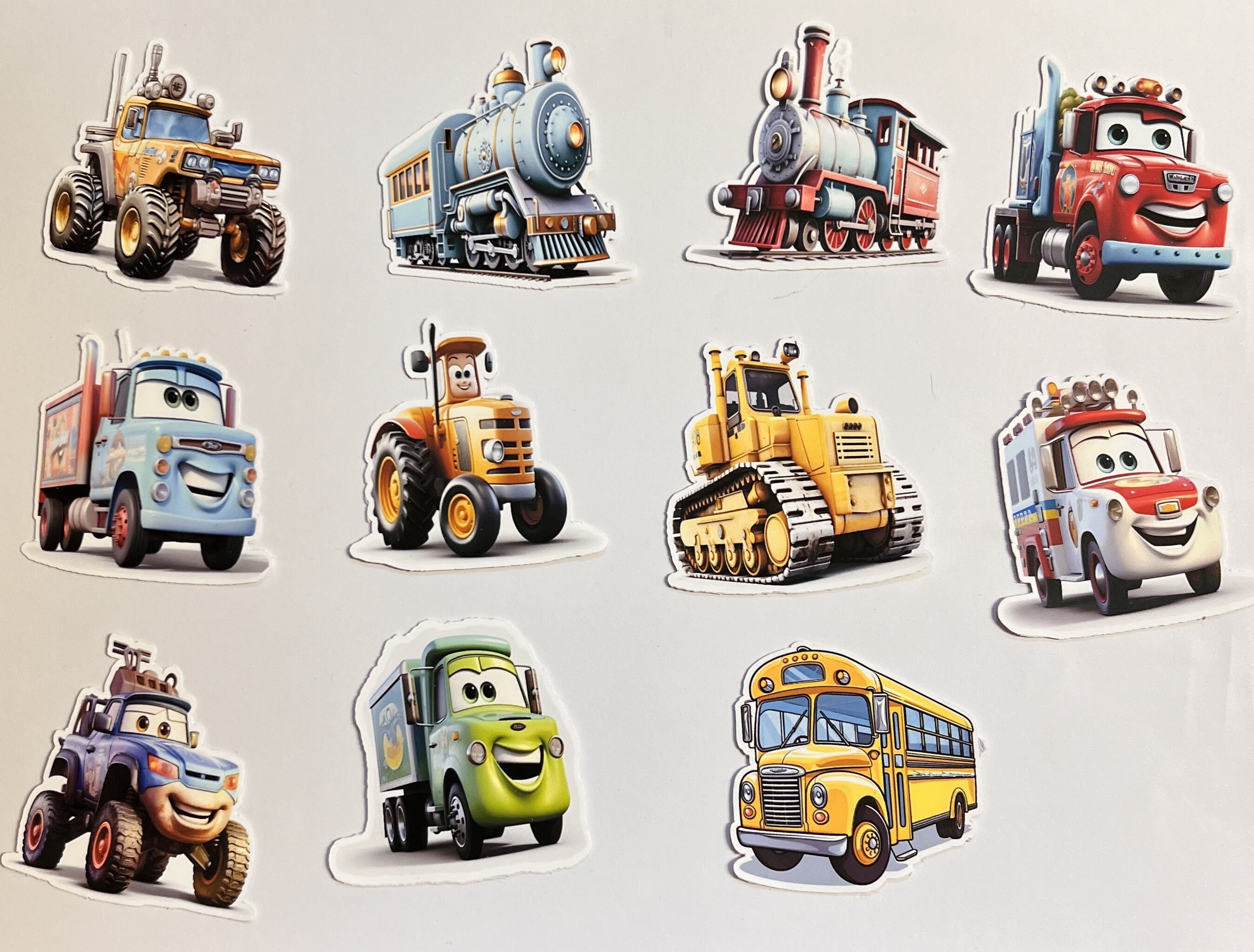 Stickers Die-cut Toy Truck Stickers, Cute Vehicles, Bull Dozer, School ...