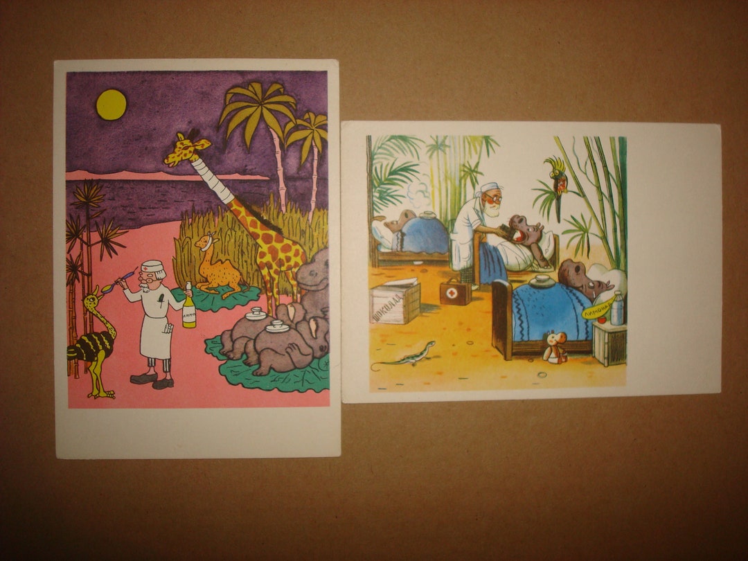 1960s Doctor Aibolit and Animals. 2 Vintage Children's Russian Soviet ...