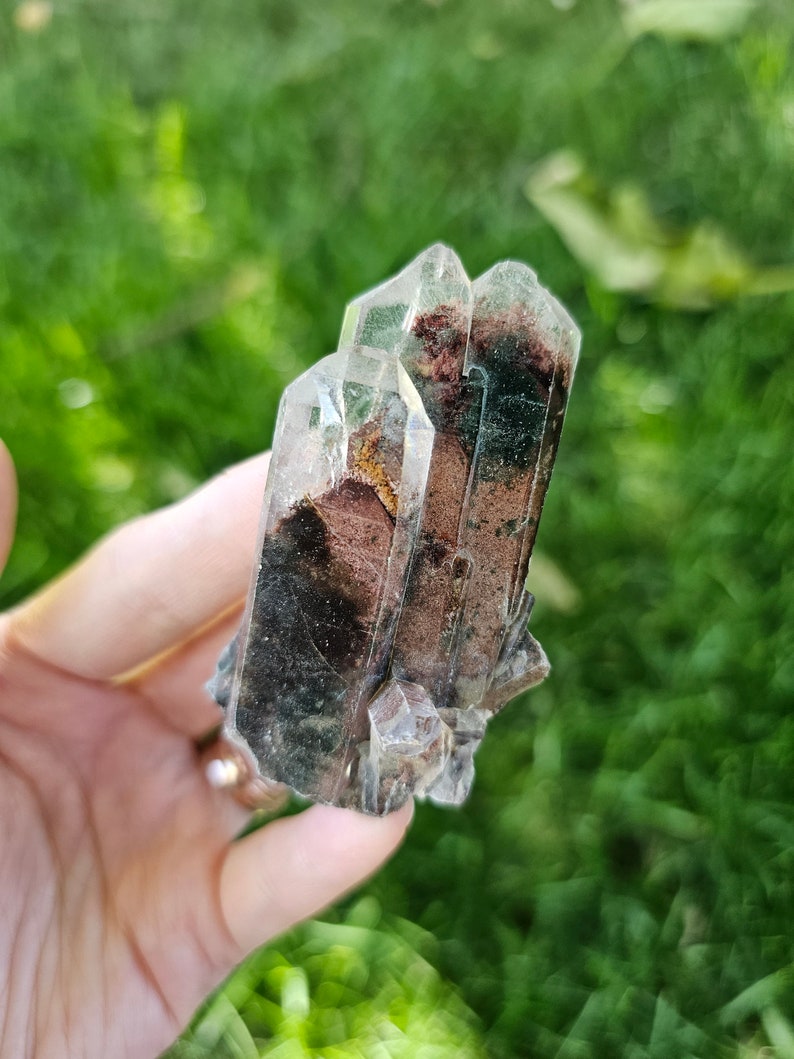 Rare! Red Hematite + Chlorite Inclusion Phantom Quartz Tabby Quartz ...