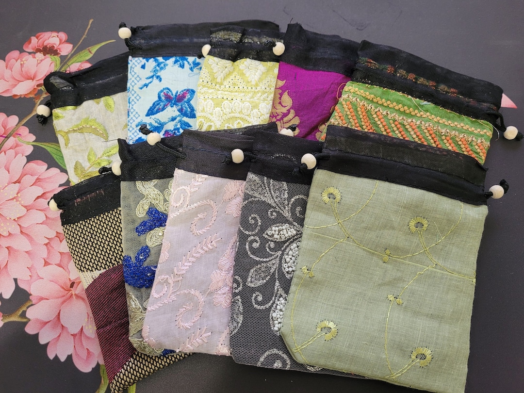 Tibetan Hand Made Drawstring Crystal Jewelry Pouch/random Color Pattern ...