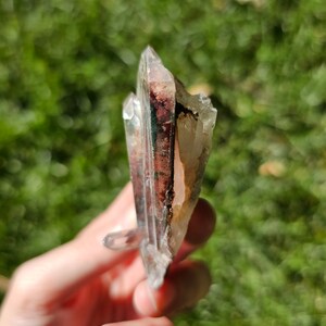 Rare! Red Hematite + Chlorite Inclusion Phantom Quartz Tabby Quartz ...