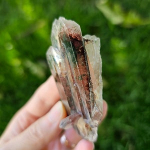 Rare! Red Hematite + Chlorite Inclusion Phantom Quartz Tabby Quartz ...