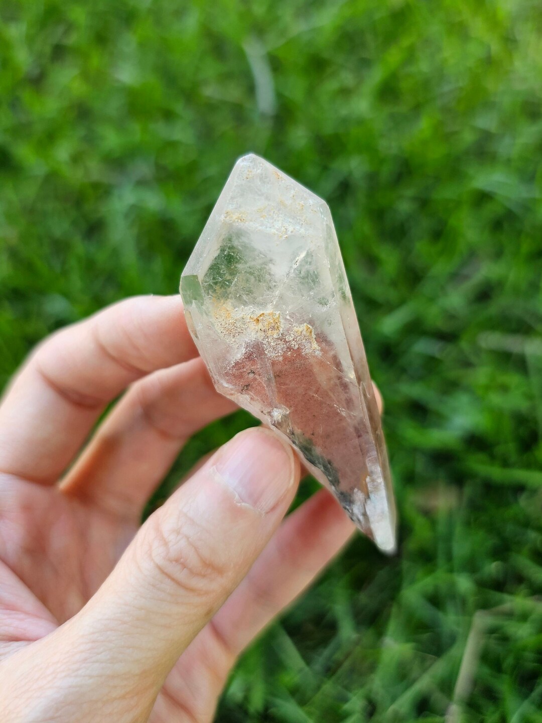 Rare! Natural Rough Red Hematite + Chlorite Inclusion Phantom Quartz ...