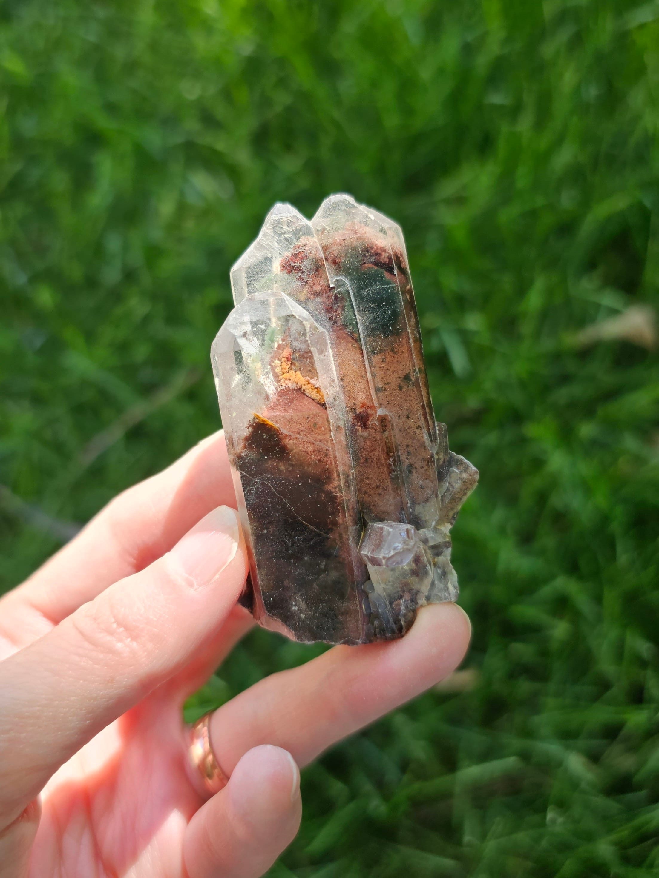 Rare! Red Hematite + Chlorite Inclusion Phantom Quartz Tabby Quartz ...