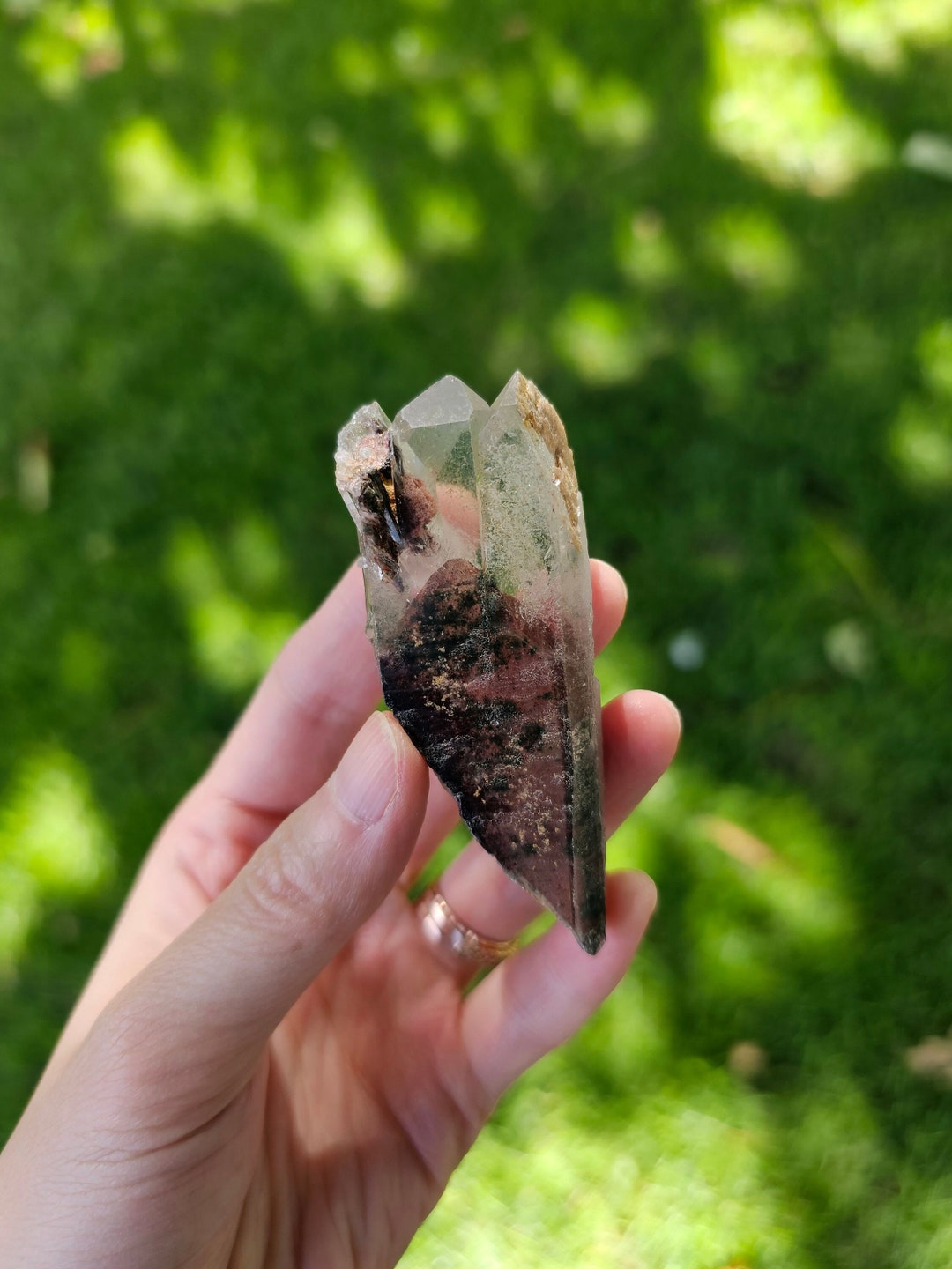 Rare Natural Rough Red Hematite Chlorite Inclusion Phantom Tabby Quartz ...