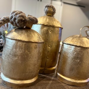 Set of 3 Distressed Gold Vintage Bells - 15” (1 Pc) and 10" (2 Pcs ...