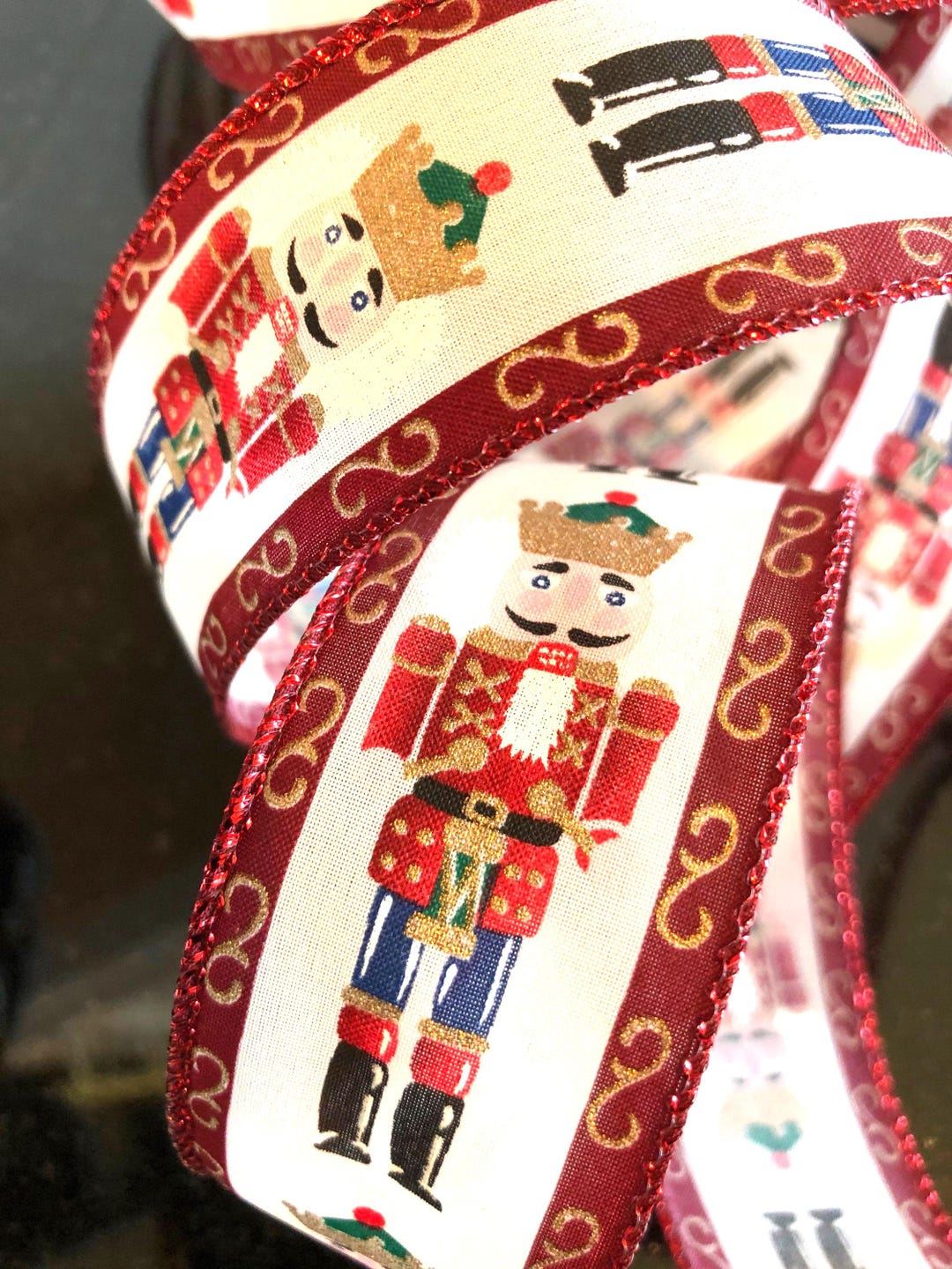 10 Yards Nutcracker Wired Christmas Ribbon - 1 1/2” Width X 10 Yards ...