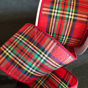 5 Yards Tartan Plaid Ribbon - Red, Blue, Green & Yellow Tartan Plaid W ...