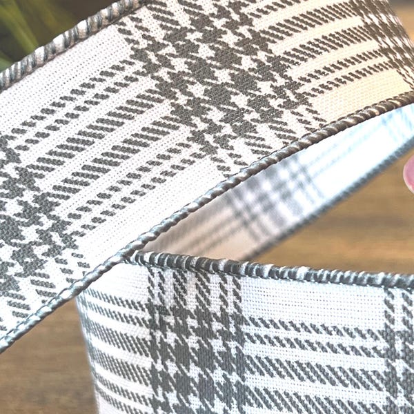 Gray Plaid Ribbon - Etsy