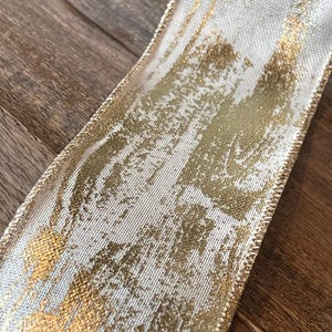 10 Yards Birch Bark Gold Ribbon - Wired Christmas Ribbon - Lodge Ribbon ...