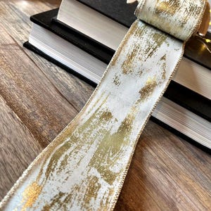 10 Yards Birch Bark Gold Ribbon - Wired Christmas Ribbon - Lodge Ribbon ...